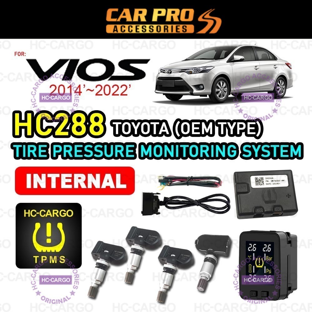 Toyota Vios 2014 - 2022 TPMS Internal Tire Sensor Pressure Monitoring System Wireless Real-Time ...