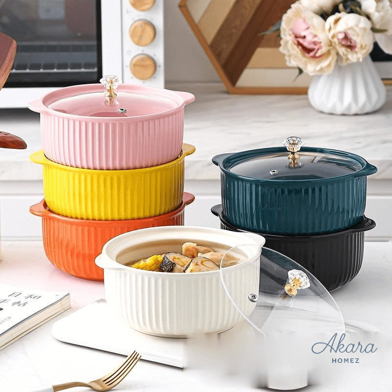 Akara Nordic Style Cute Bowl Ceramic Instant Noodle Bowl With Lid Soup ...