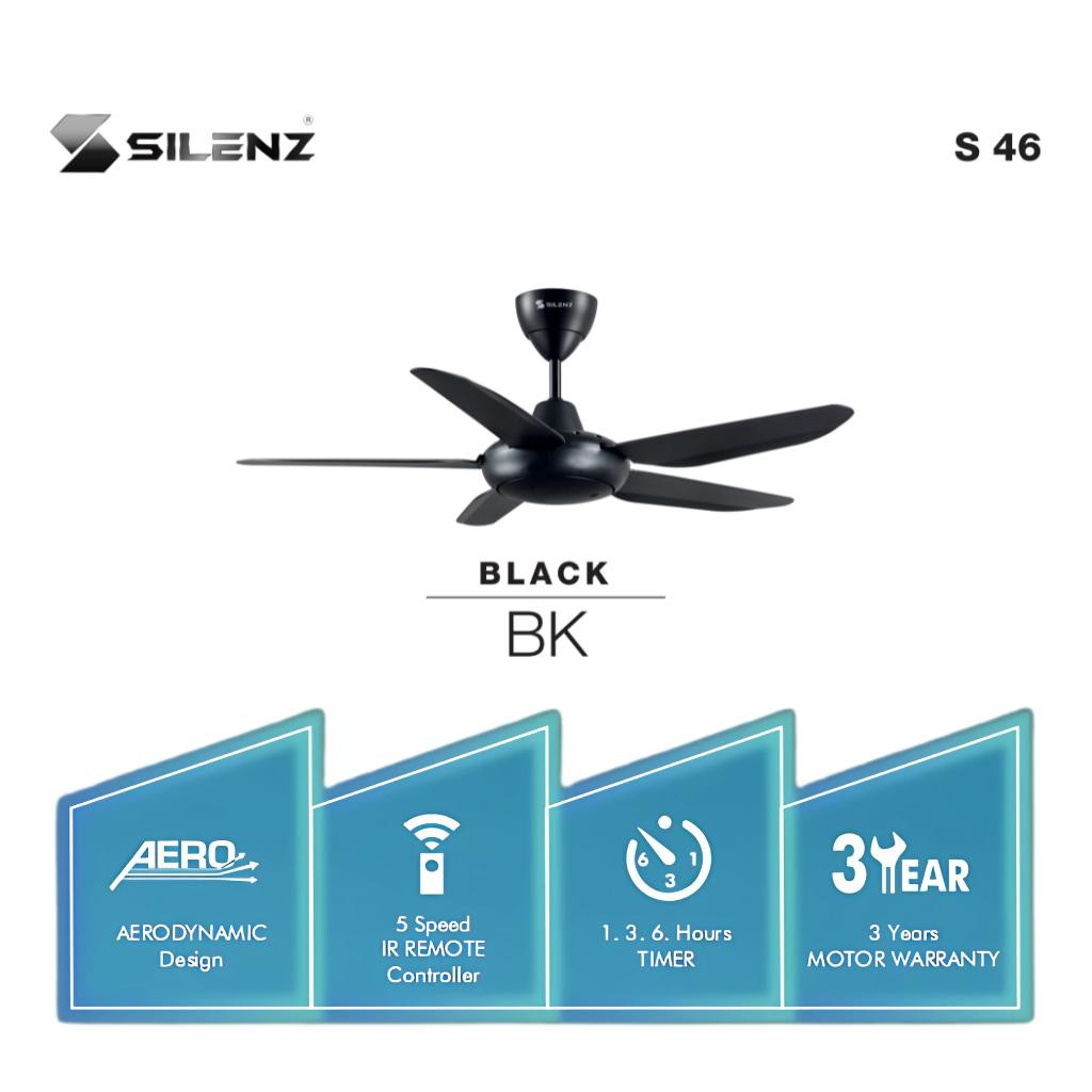 SILENZ S46 Remote control Super Save Electric Ceiling fan 5 Speed ...