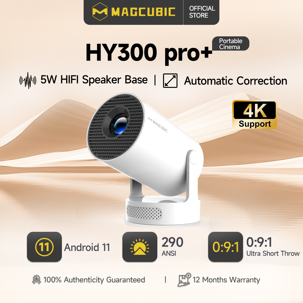Magcubic HY300 Pro+ Projector 4K HD 290ANSI Android 11 HiFi Speaker Wifi 6 BT5.4 Portable Cinema ...