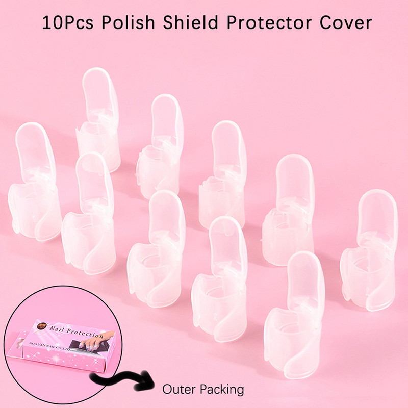 [eetmo] 10Pcs/Set Manicure Finger Transparent Protective Cover Polish ...