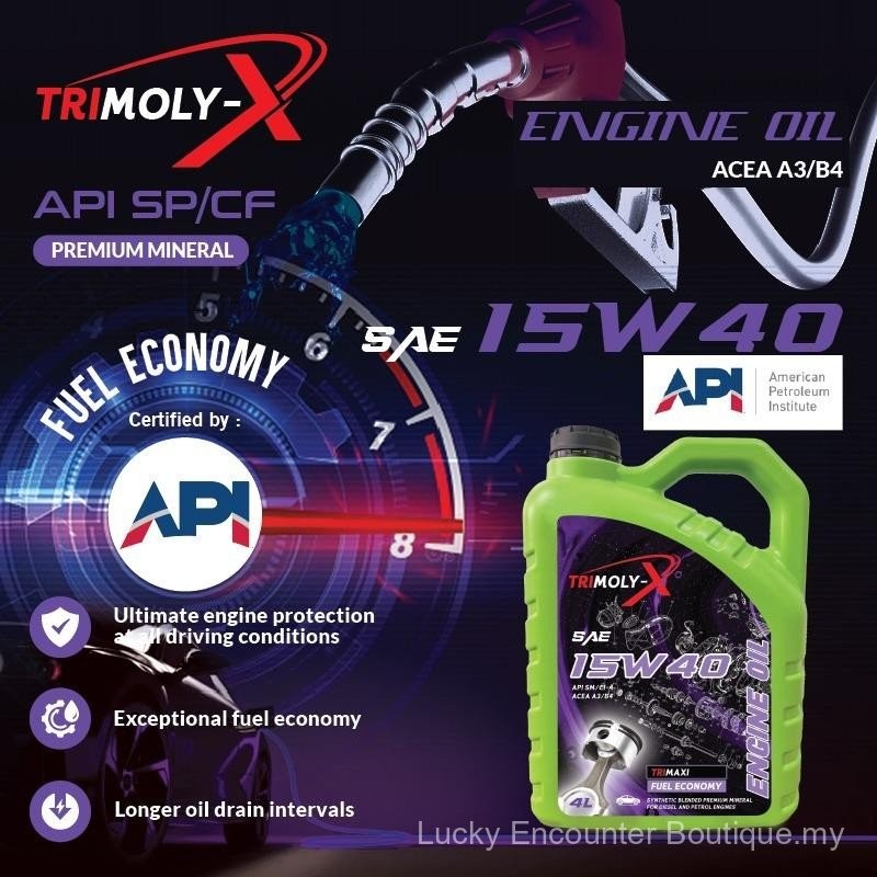TRIMOLY-X TRIMOLYX 15W40 MINERAL ENGINE OIL API SM/CI-4 4L Car Minyak ...