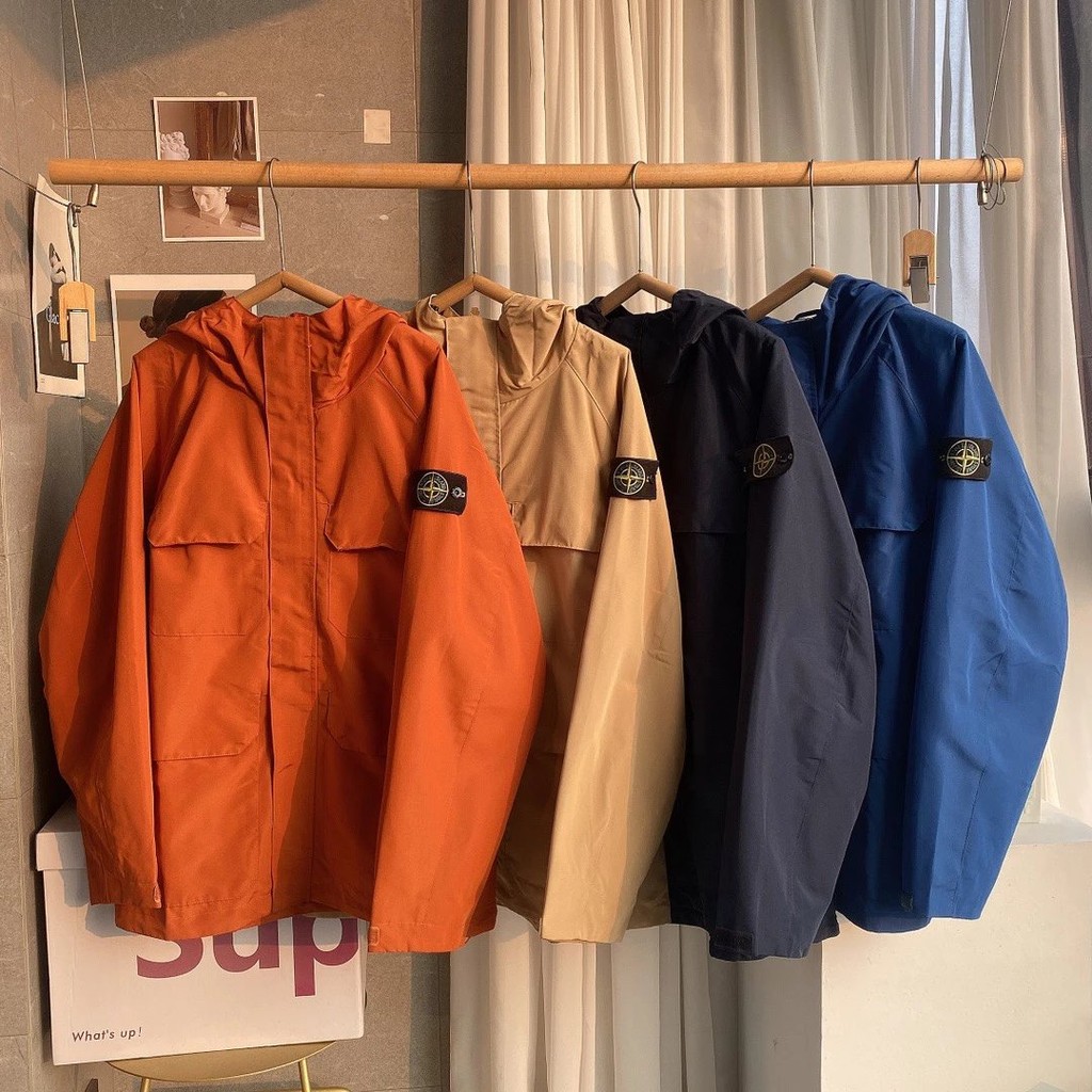 Stone Island 23 musim bunga gaya baru kalis air halang angin jaket kot ...