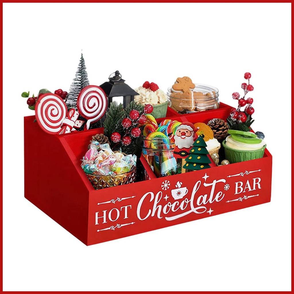 Countertop Snack Container 5 Compartment Wooden Snack Bar Station Decor ...