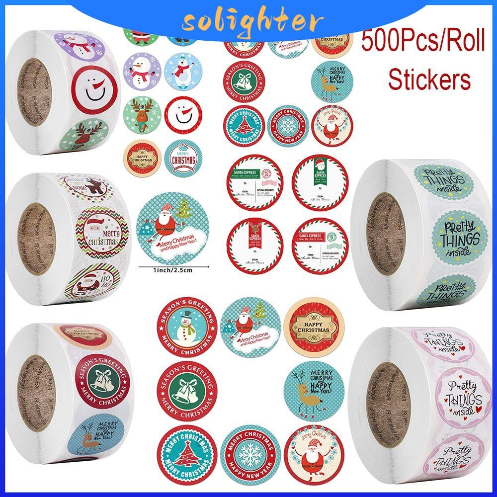 SOLIGHTER 500PCS/Roll Christmas Stickers Gifts Decoration Party ...