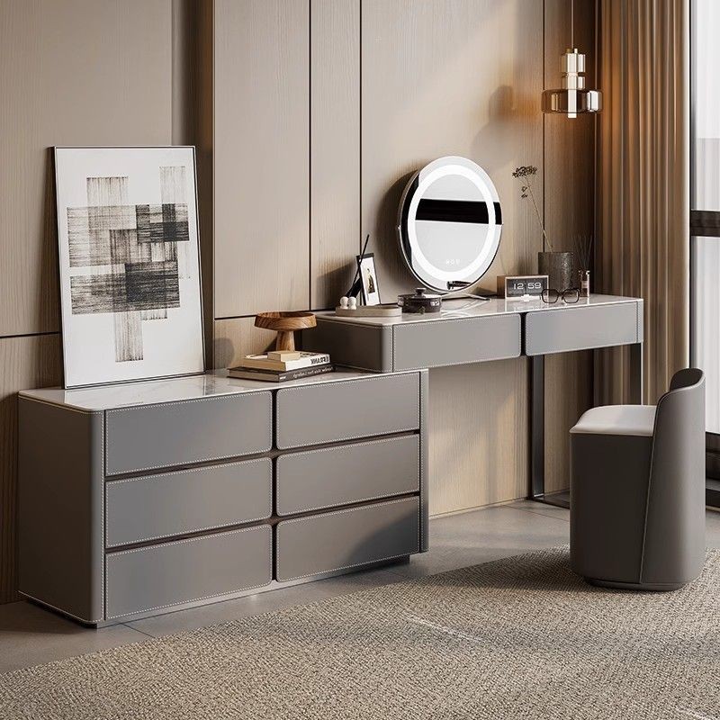 Solid Wood Dressing Table Slate Dressing Table Retractable Six-Drawer ...