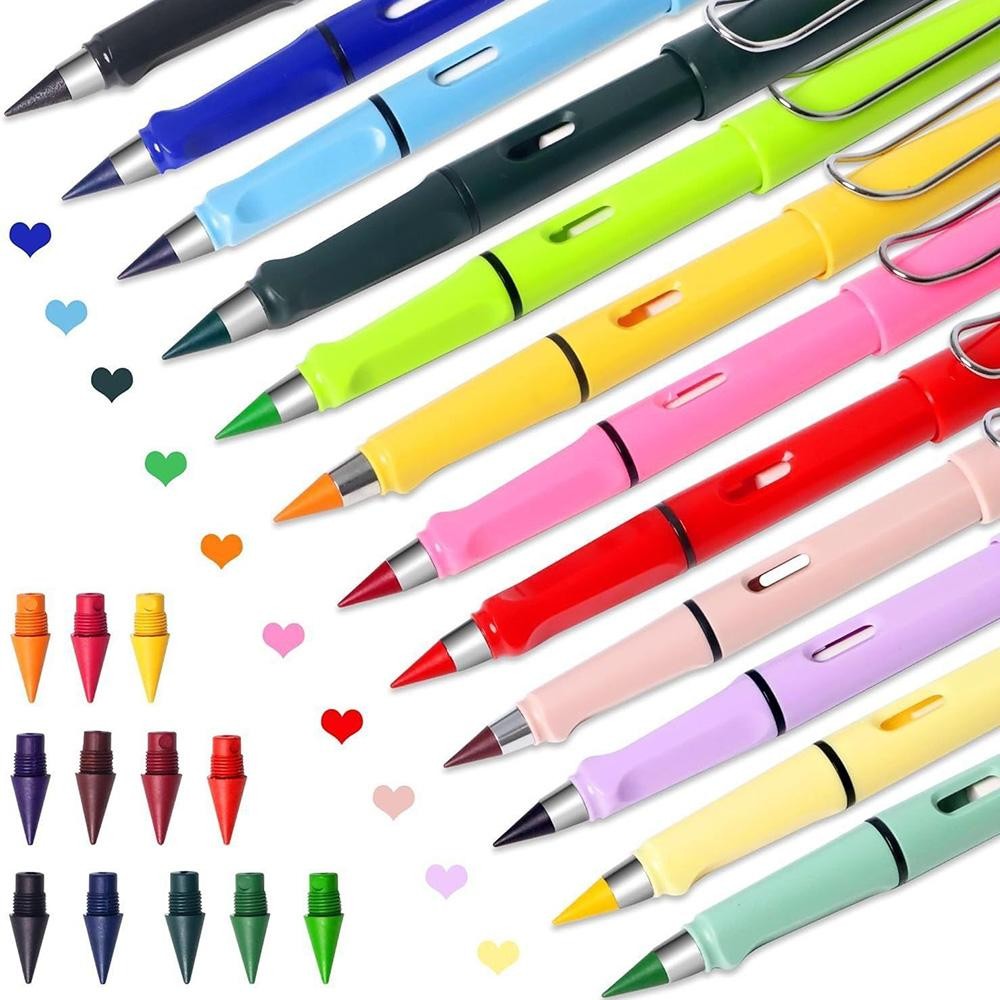 12 Colors Set Everlasting Pencil with Refill Unlimited Writing Pencils ...