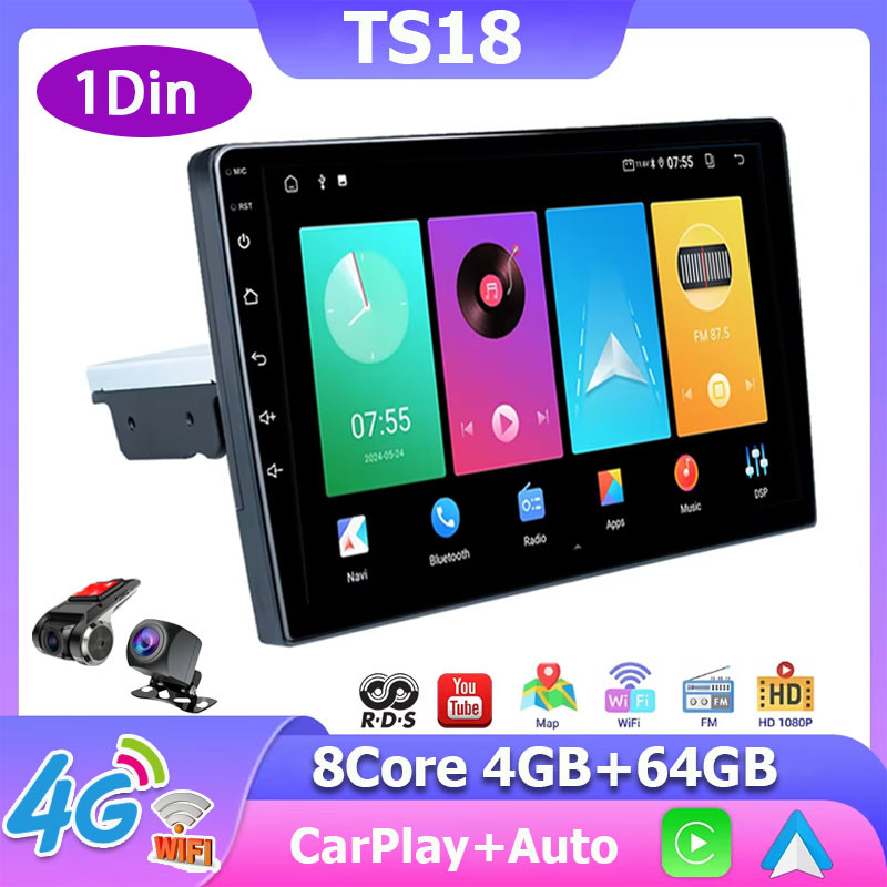 (support 4G SIM card)1Din Android Car Player TS18 8Core 4G+64G Android ...