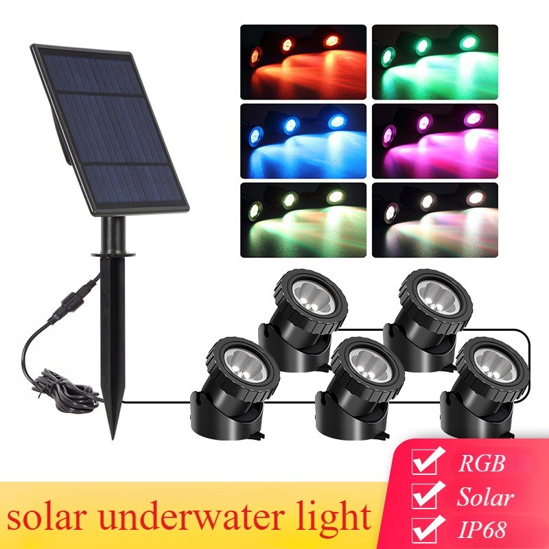 LED Solar Underwater Light Outdoor RGB Color Garden Lawn Rockery Pool ...