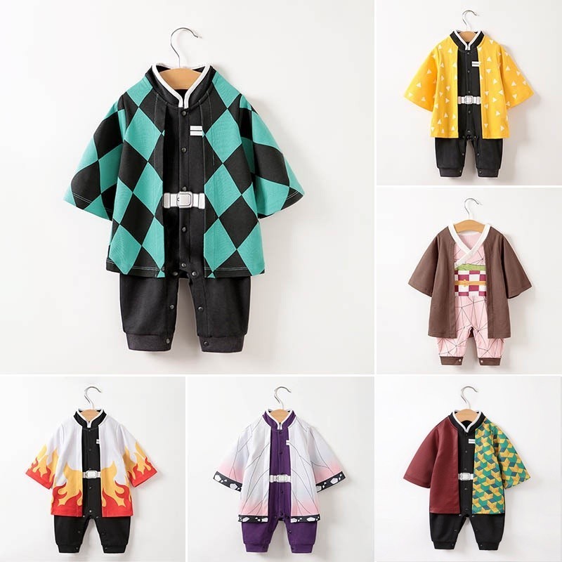 Anime Demon Slayer Baby Romper Tanjiro Kamado Cosplay Costumes Cotton ...