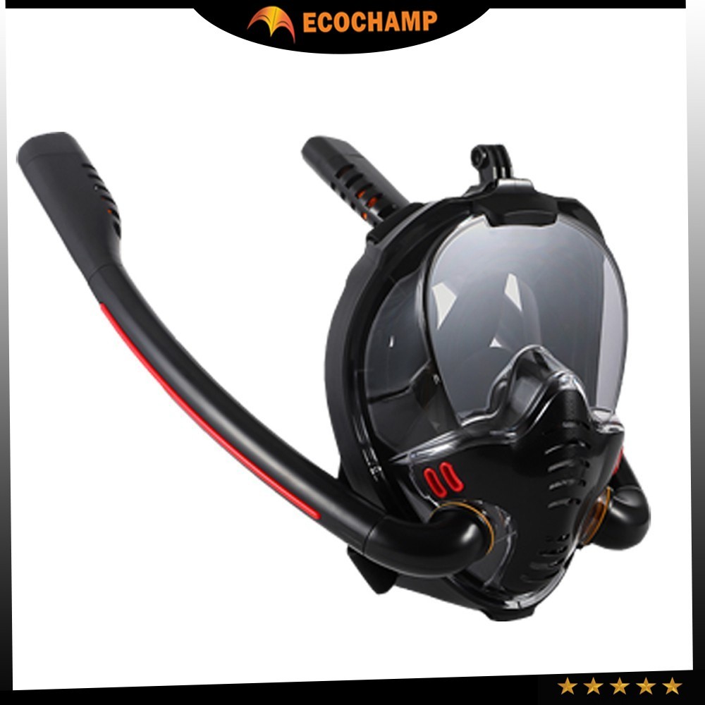 Snorkeling Mask Tube T11 Double Tube Silicone Full Dry Diving Mask ...