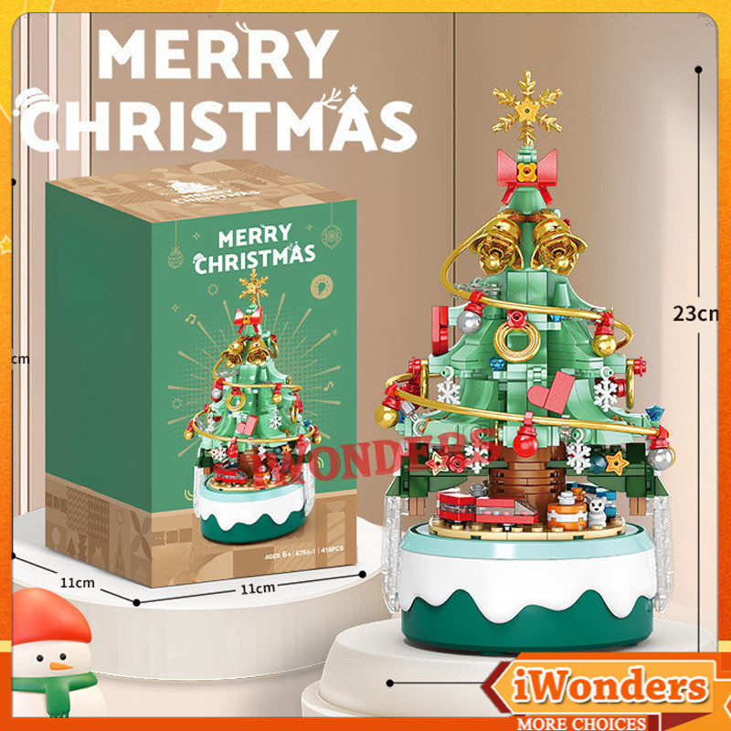 Music Box Christmas Tree Building Blocks Display Box Decoration Set ...