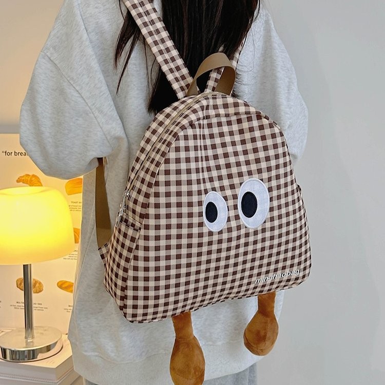 Japanese Cute Cartoon Young Girl Student Plaid Mini Backpack Female ...