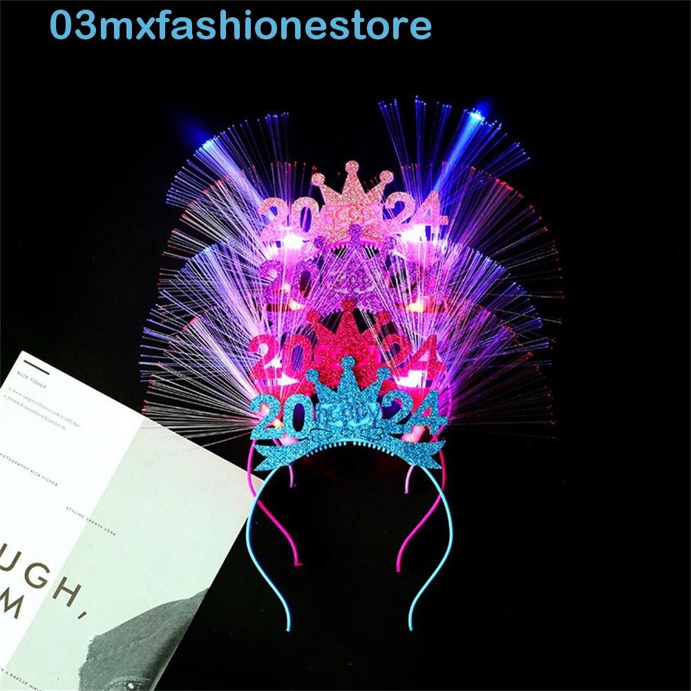 MXFASHIONE 2024 Happy New Year Headband, LED Glow Letter LED Glow ...