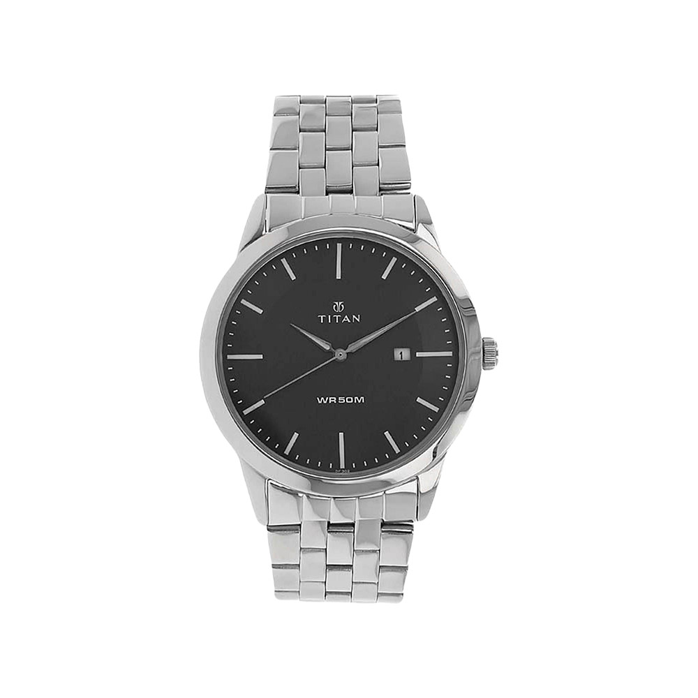 Titan Karishma 1584SM04 Black Dial Stainless Steel Quartz Men's Watch ...