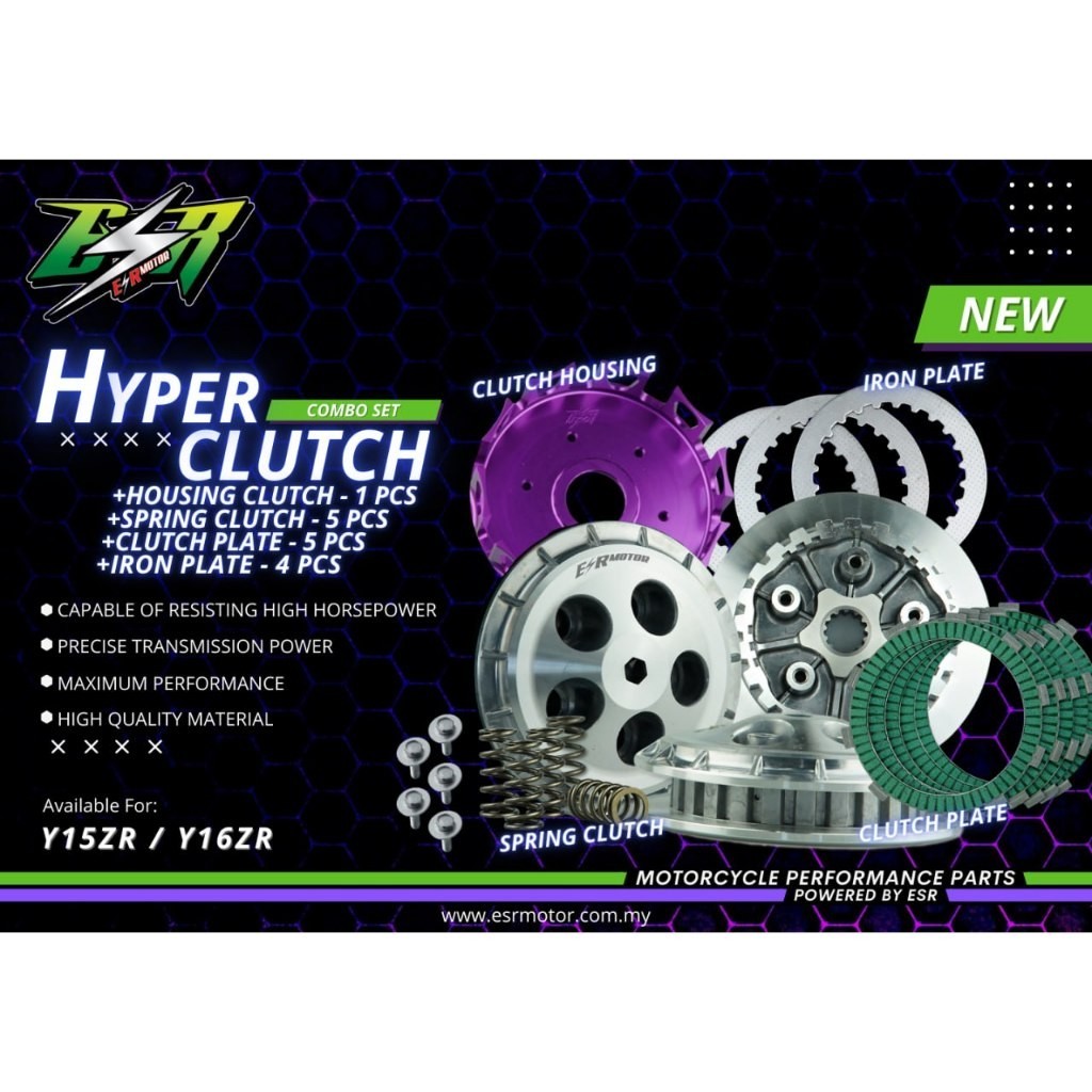 ESR MOTOR HYPER CLUCTH COMBO SET 5 PLATE FOR Y15 Y15ZR DAN Y16 LC150 ...