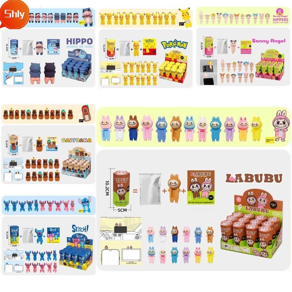 SHLY 12Pcs/Box Labubu Box, Stitch Moo Deng Box, Cute Capybara PVC ...