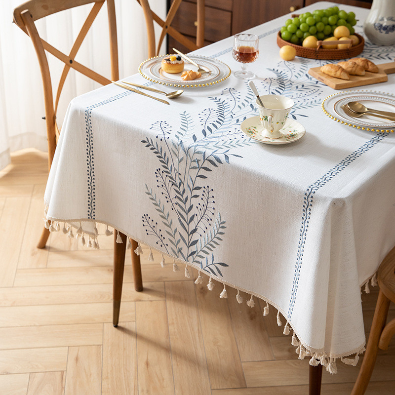 Cotton Linen Fabric Tablecloth Waterproof Embroidered Tablecloth Small ...