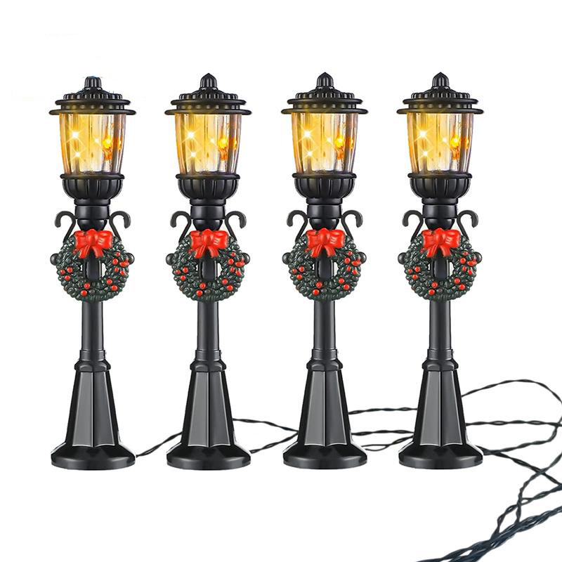SC 4 Pcs Mini Christmas Lamp Post Train Lamp Miniature Street Lamp ...