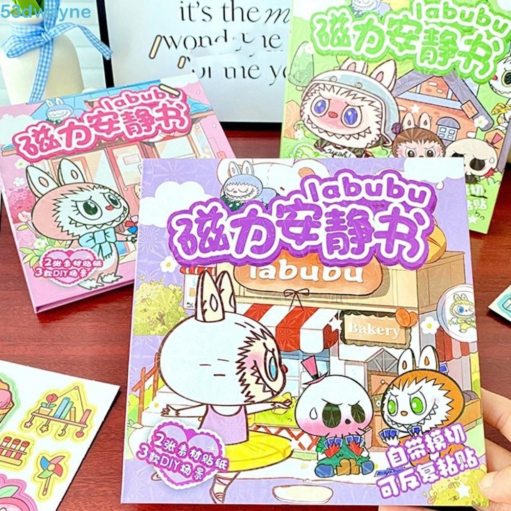 DWAYNE Magnetic Quiet Book, Handmade Repeated Pasting Labubu Sticker ...