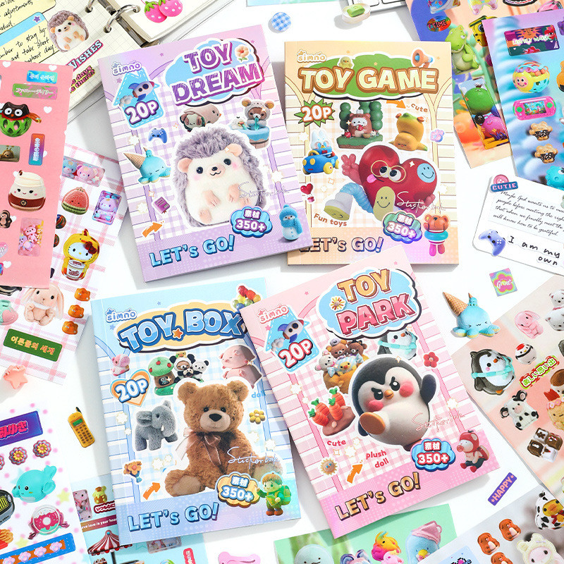 Cdaily|20 Sheets Cute Nostalgic Sticker Book Childlike Toys Fun ...