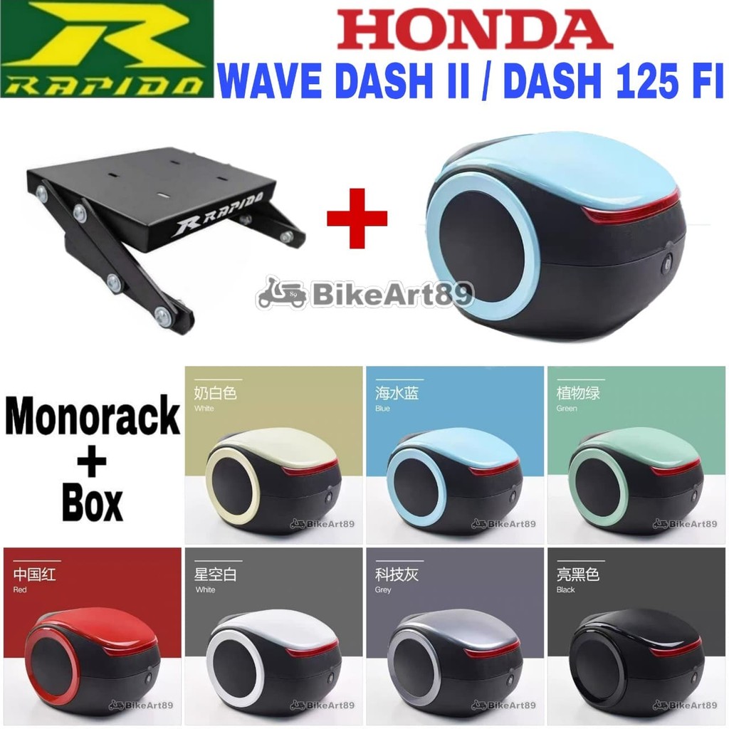 Rapido Monorack Honda Wave Dash II / Dash 125 FI Combo Set with Top Box ...