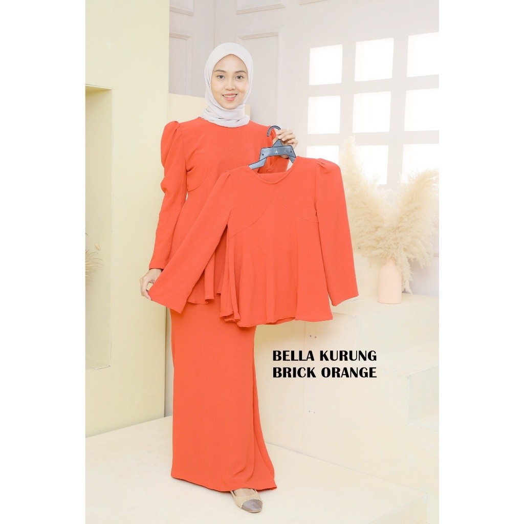 BAJU RAYA 2024 KURUNG MODERN BRICK ORANGE-PUFF BARBIE DOLL PEPLUM ...