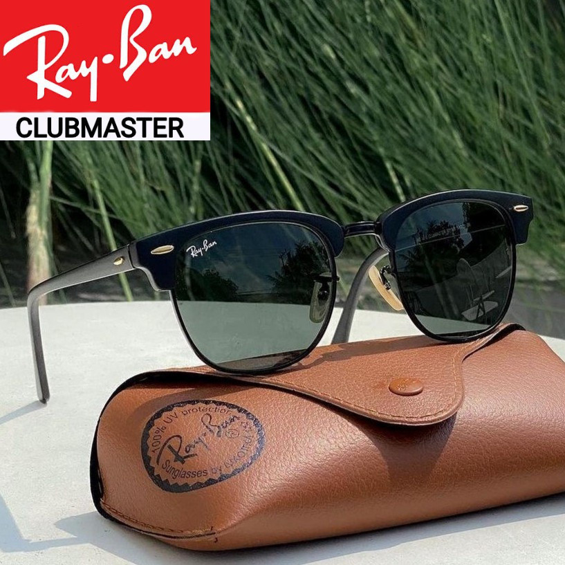 Ray Ban-rban Clubmaster Full black Doff glasses Fullset glass lens ...