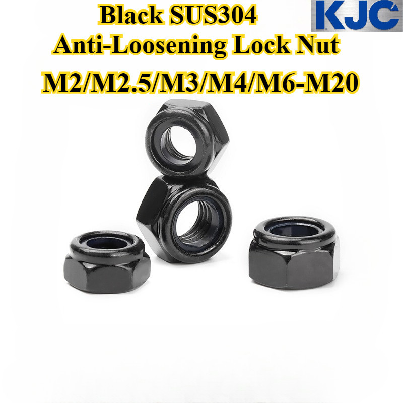 [KJC-FSLM] Black SUS304, Anti-Loosening Lock Nut M2/M2.5/M3/M4/M6-M20 ...