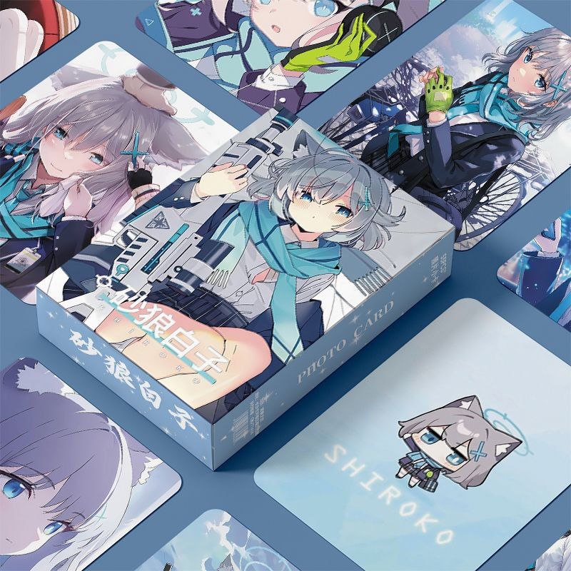 55pcs Mobile Game Pixiv Blue Archive Laser Holographic Lomo Cards Azusa ...