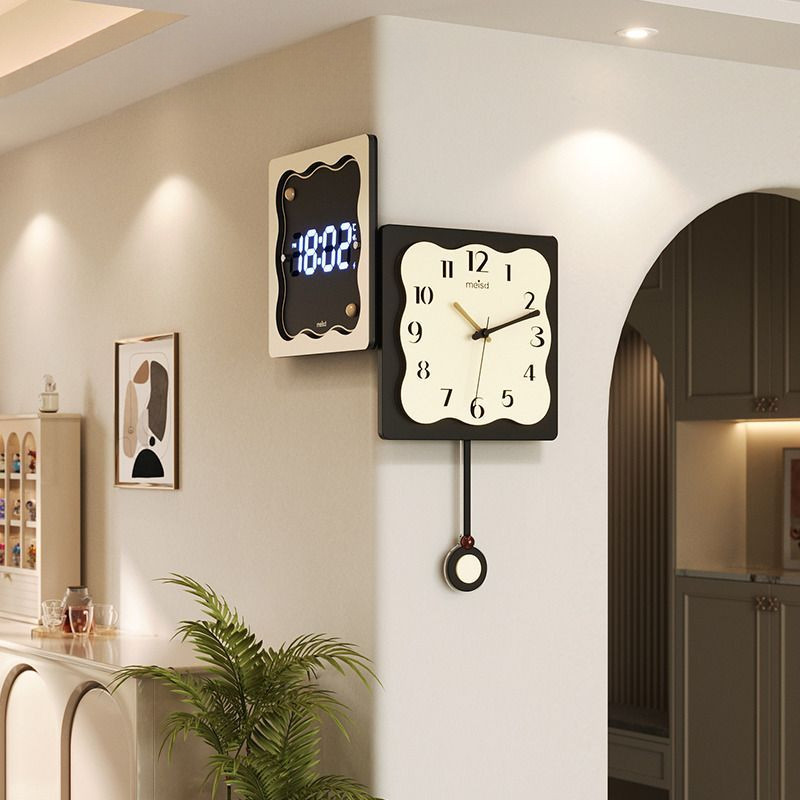 Creative Double-Sided Clock Living Room Entrance Corner Wall Clock ...