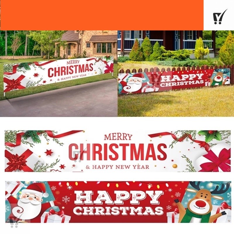 MCT 1.8m/3m Merry Christmas Banner/ Outdoor Christmas New Year Festive ...