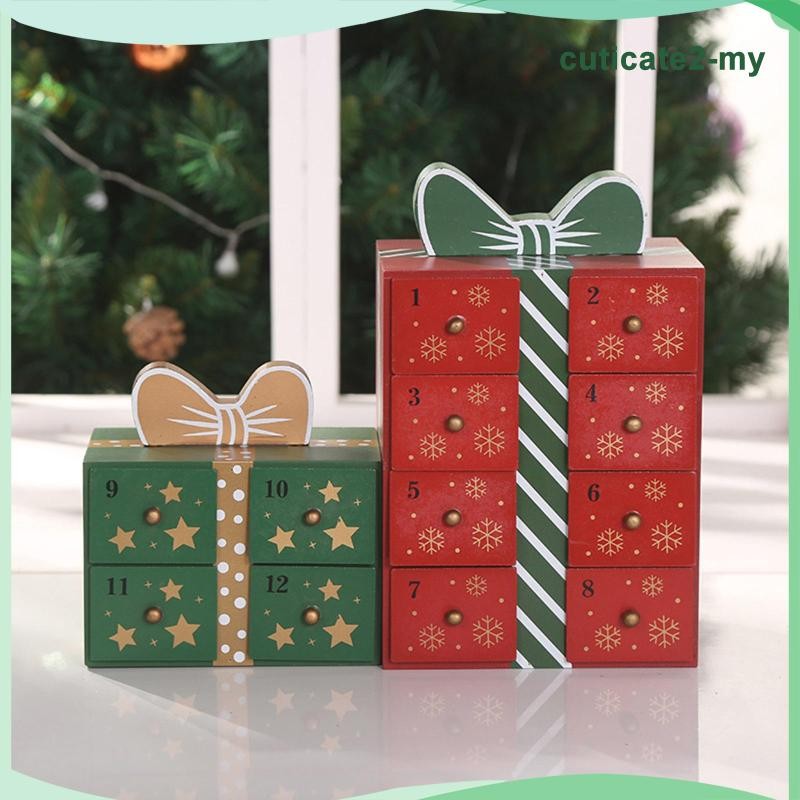 [CuticateddMY] Christmas Wooden Advent Calendar with Storage Drawers ...
