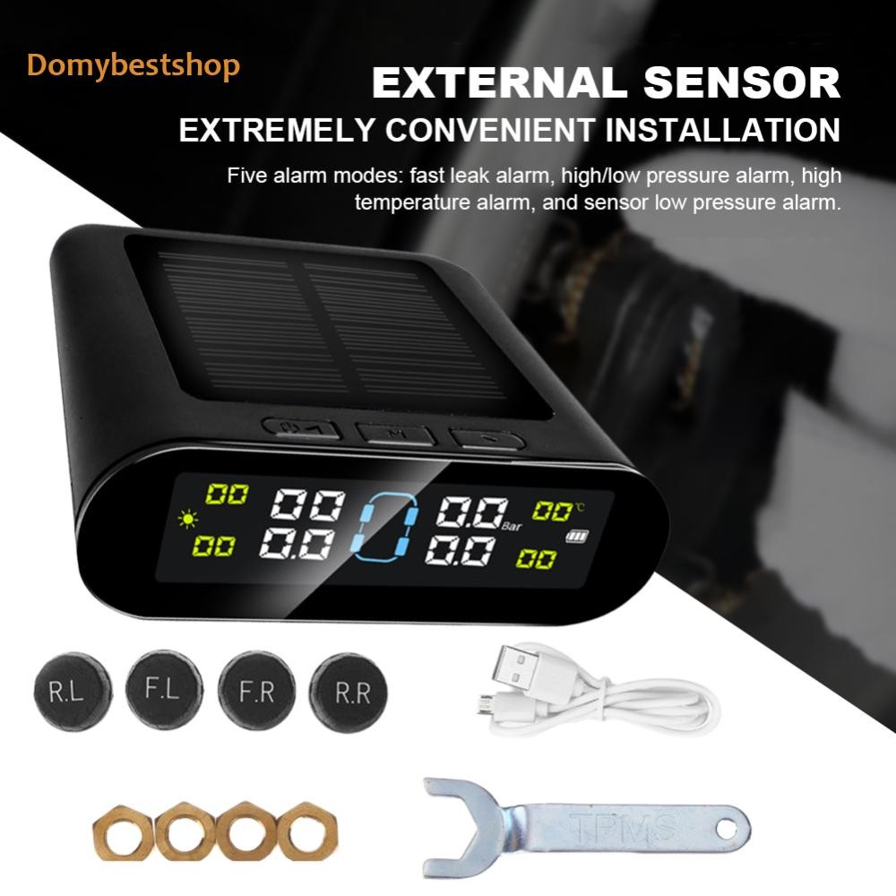 TPMS 4 Wheel Tyre Pressure Monitor Real-time Display TPMS Monitor Solar ...