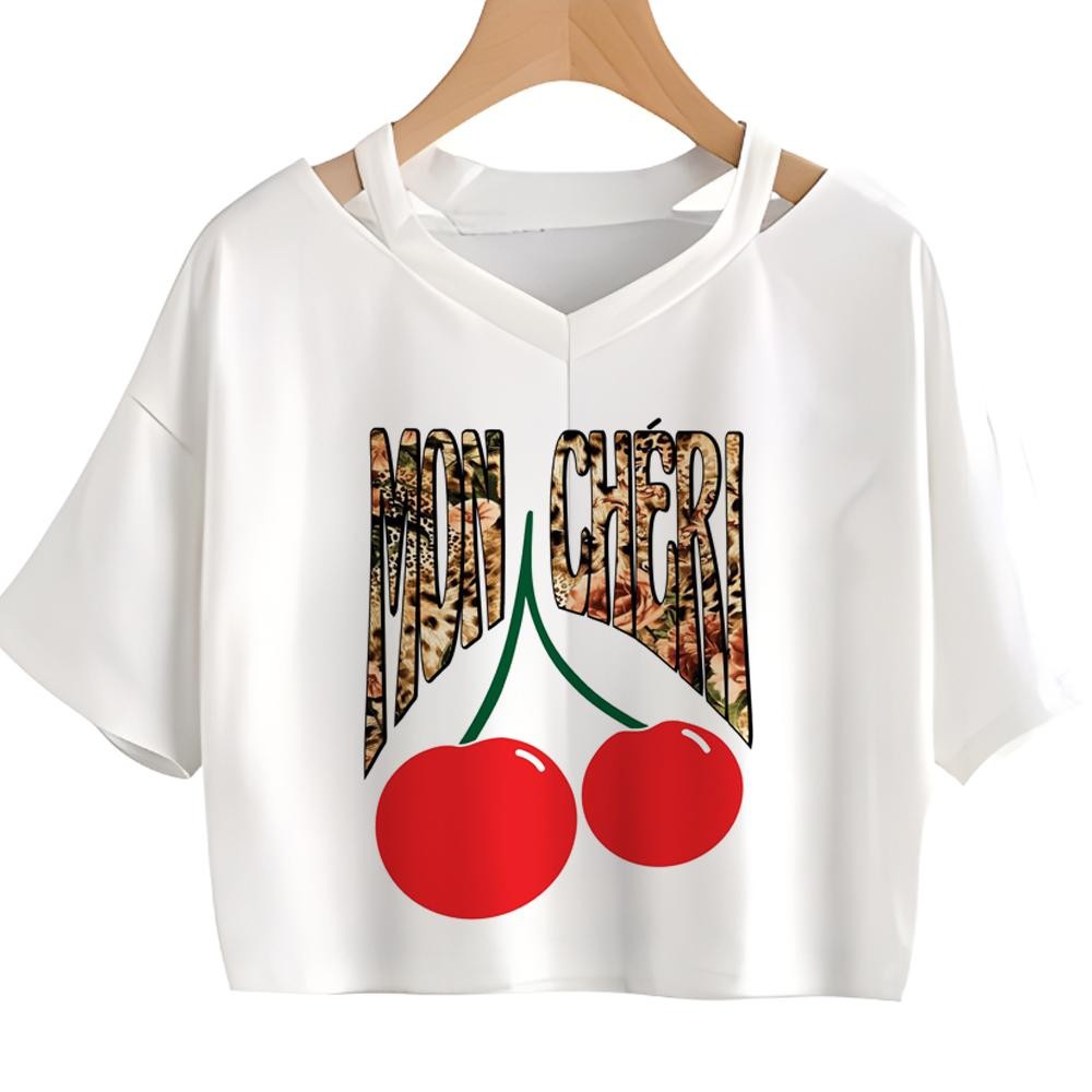 cherry trashy gothic cyber y2k crop top Woman fairycore Kawaii tshirt ...