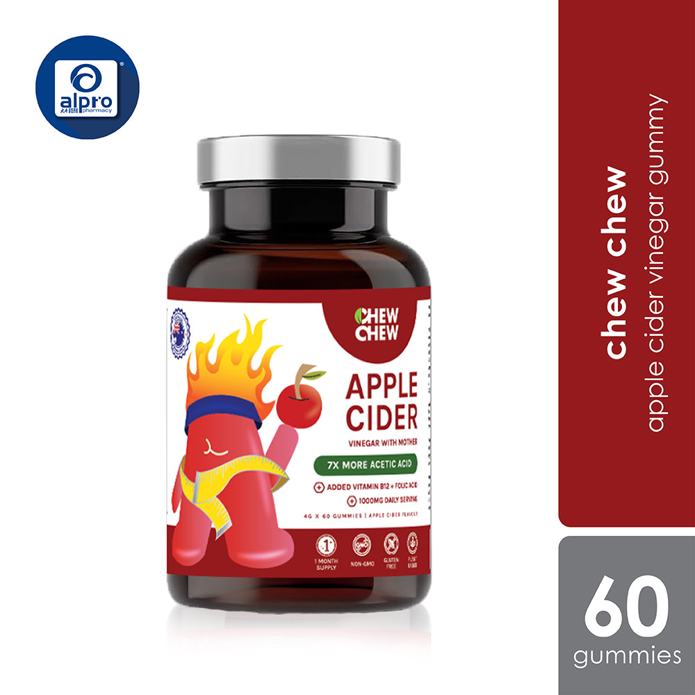 Chew Chew Apple Cider Vinegar Adult Gummies 60s | Effective Fat Burner ...