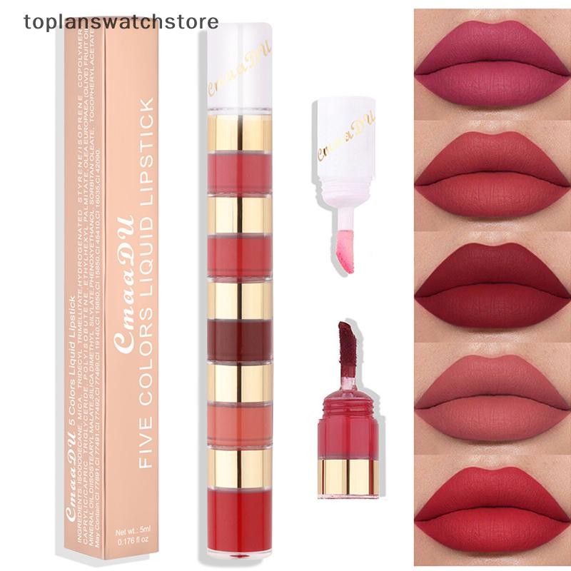 toplan 5 In 1 Matte Lip Kit Combo Strip Velvet Sexy Red Lip Makeup Lips ...