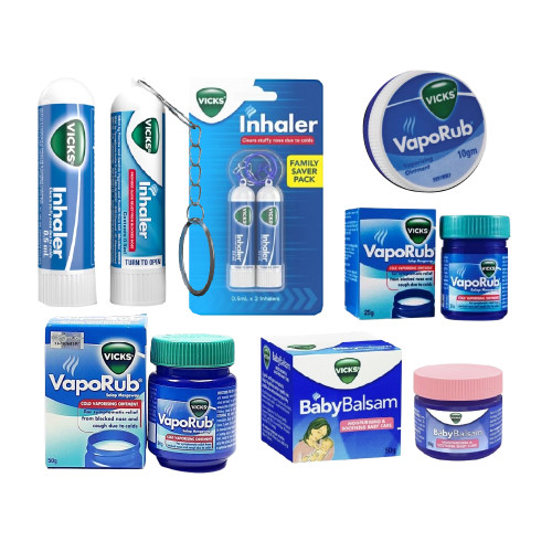 Vicks Vaporub 10g/25g/50g/Baby Balsam 50g/Inhaler 0.5ml/Inhaler w ...