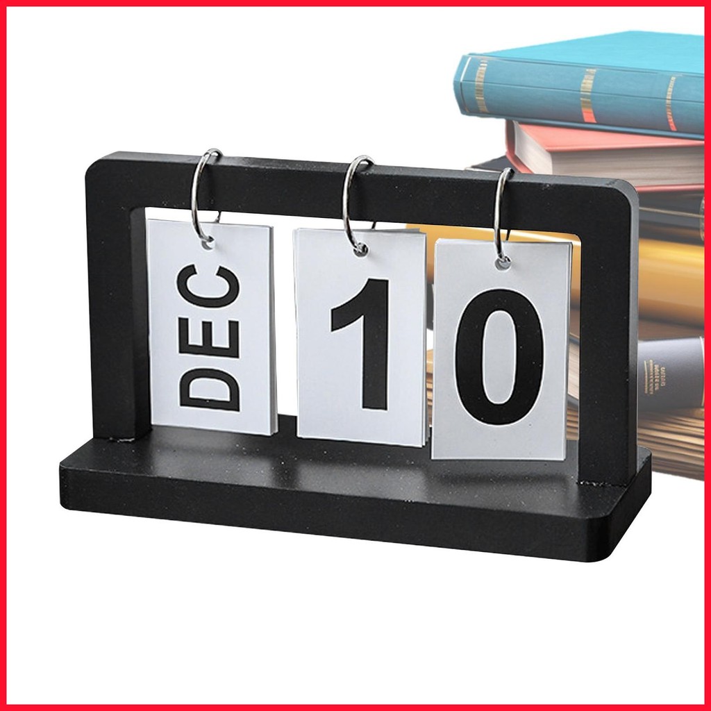 Desk Date Display Wooden Standing Small Desktop Perpetual Large Display ...