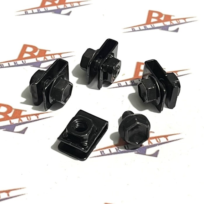 HITAM (Package Contains 4 Sets) M6 Clip Nuts 10 Black Bolts + Key ...
