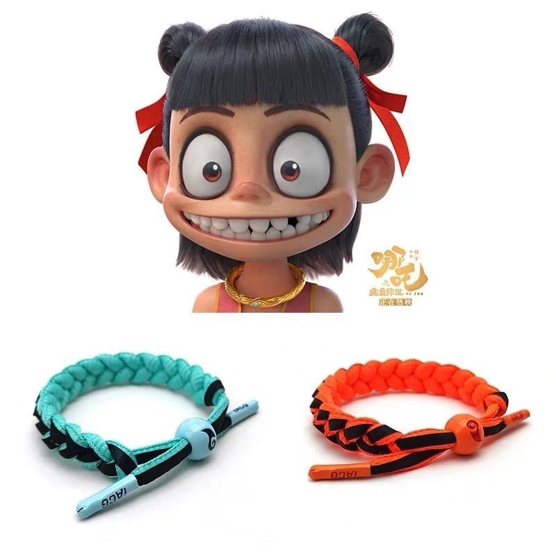 !手绳哪吒魔童闹海敖丙姜子牙全息反光编织学生手环动漫手链Hand rope Nezha, demon child, causing chaos ...