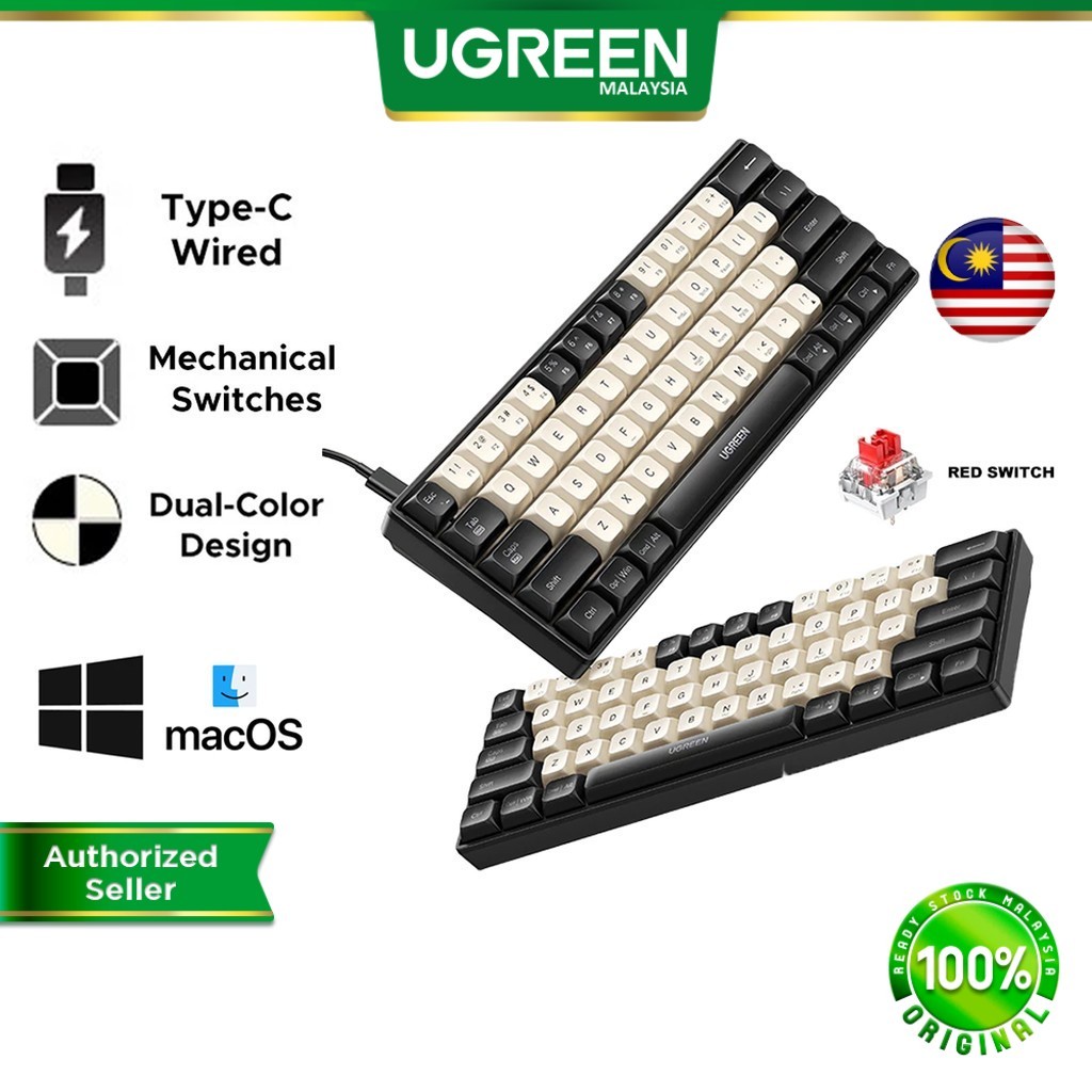 UGREEN USB Mini Wired Mechanical Keyboard Red Switch Dual Colour ...