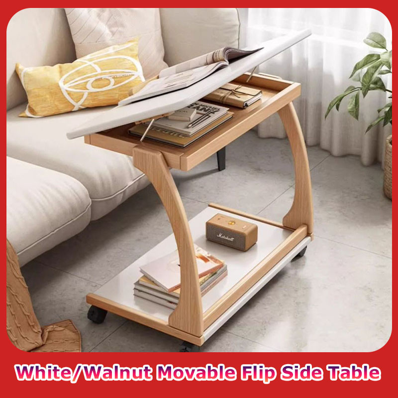 Simple Side Table Movable Small Coffee Table Flip-Top Bedside Table ...