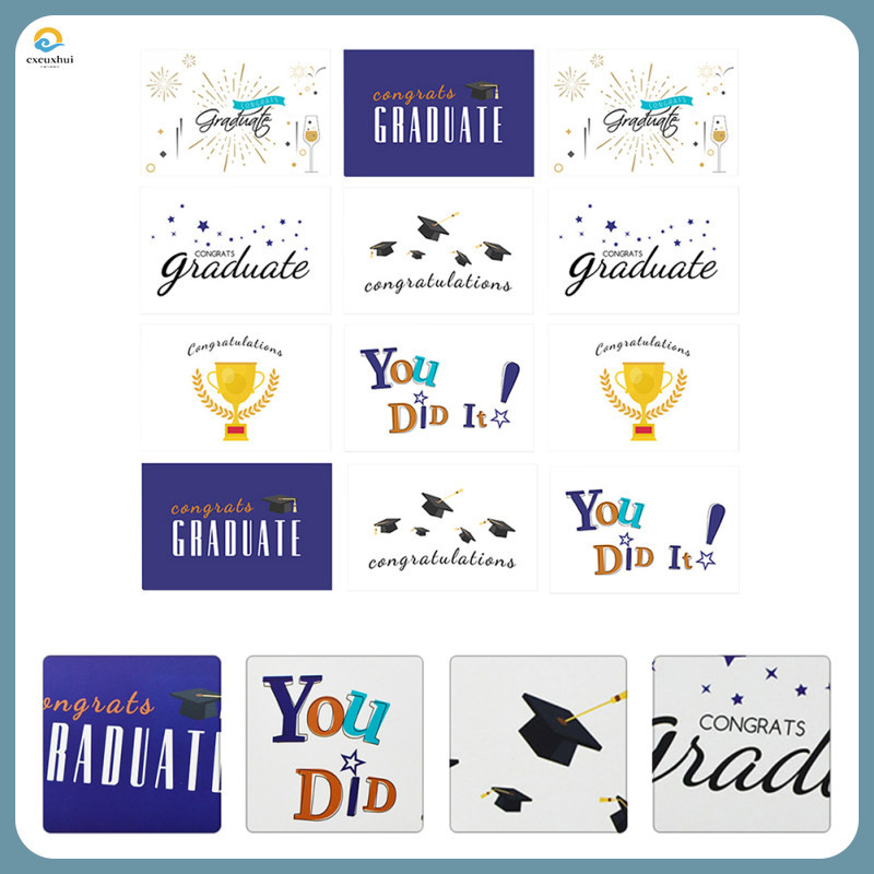 12 Pcs Graduation Thank You Cards Invitation Congrats Contains ...