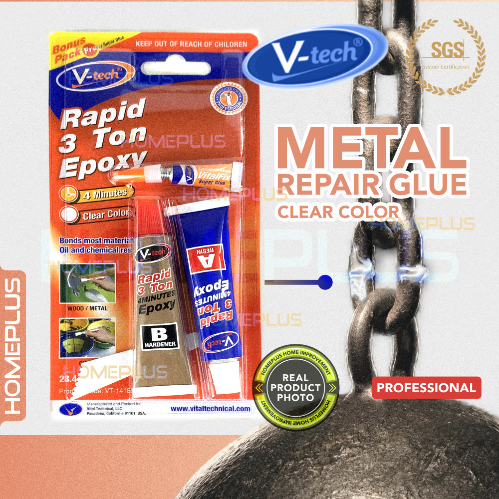 V-Tech VT-141 Rapid 3 Ton 4 Minutes Epoxy Metal Repair Glue Grey Color ...