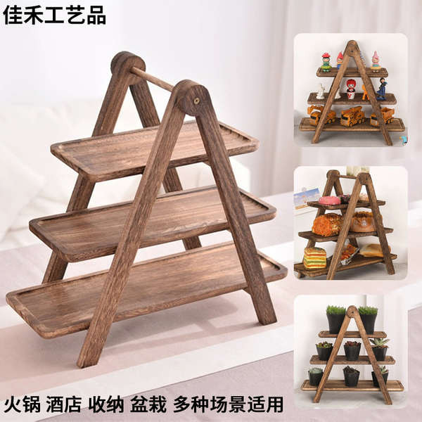 cake stand dessert table display set Palet kayu tiga lapisan kek buah ...