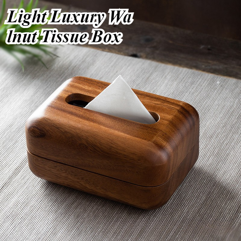 New Walnut Tissue Box,living Room Dining Table Wooden Napkin Box ...