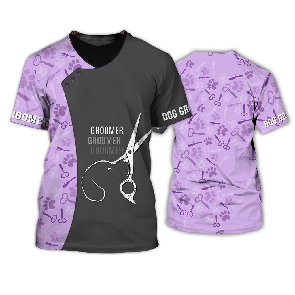 Pet Groomer T-Shirts Dog Cat Grooming 3D Print Oversized T Shirt ...