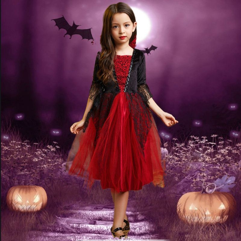 Halloween Children's Costume Gauze Princess Dress Girl cos Vampire ...