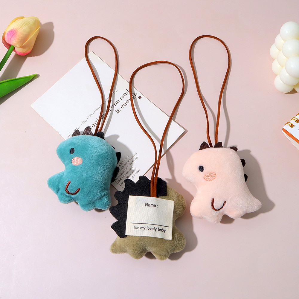 Cartoon Plush Dinosaur Keychain Suitcase Anti-loss Name Sticker Keyring ...